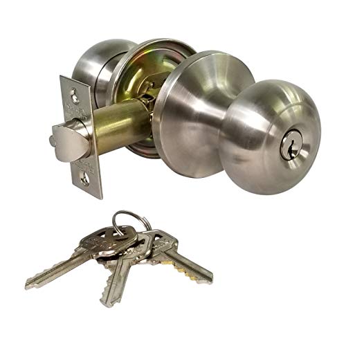 RI-KEY SECURITY – Door Knob Lock Entry Keyed Cylinder 3 Keys Exterior ...